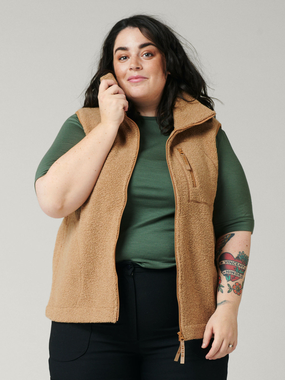 Women's Fleece Vest Camel | Astrid Wild